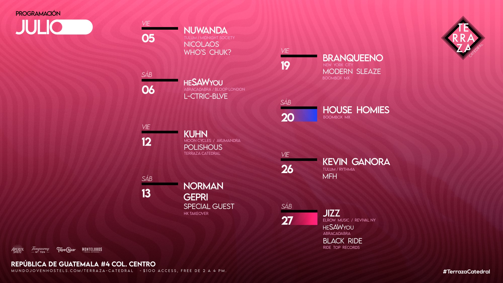 DJ'S MONTHLY CALENDAR - Hostels Mundo Joven